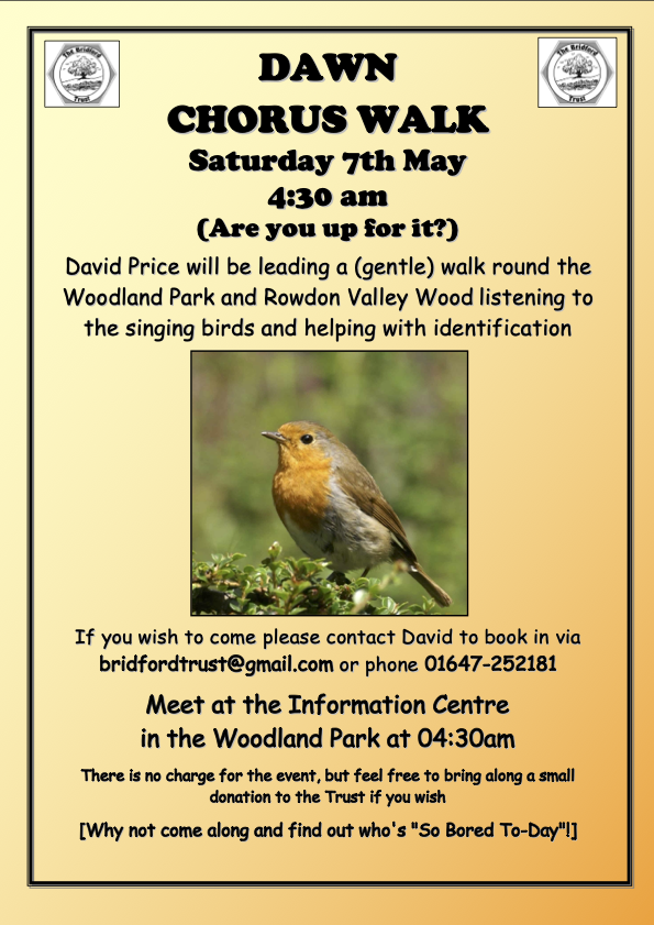 Dawn Chorus Walk - Saturday 7th May - Bridford, Devon